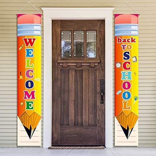Amazon.com: Welcome Back to School Party Decorations Porch Sign Hanging ...