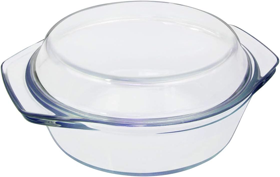 Pyrex Essentials Glass round Casserole High resistance 1.6 L (+ 0.5L ...