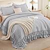Amazon.com: Andency Light Gray Ruffle Comforter Set King, Shabby Chic ...