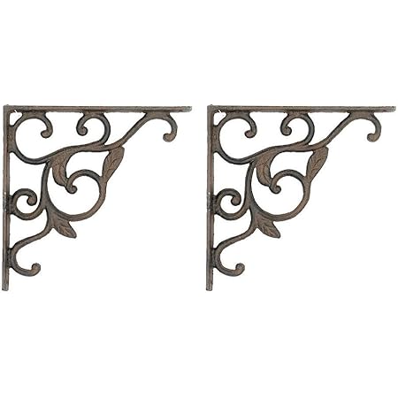 Amazon.com: 2 Leaf Brackets Shelf Braces Iron Patio Garden Ornate Pair ...