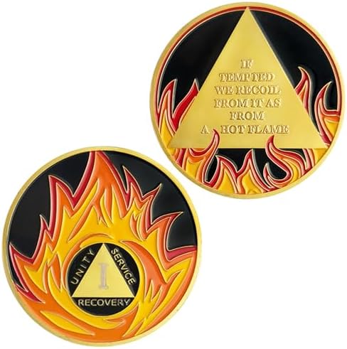 Amazon.com : 1 Year Flames AA Sobriety Chips and Medallions - Sobriety ...
