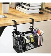 Amazon.com: AKBFOX Under Desk Hanging Organizer Clamp-On, Mesh Metal ...