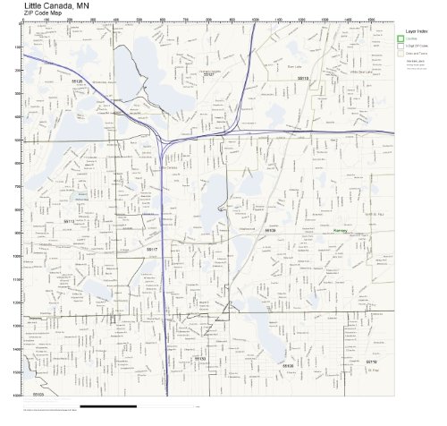 ZIP Code Wall Map of Little Canada, MN ZIP Code Map Laminated: Amazon ...
