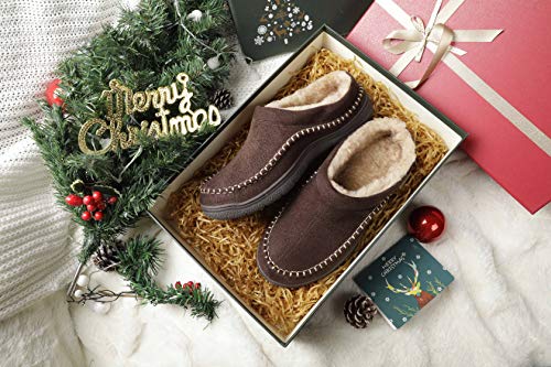 Zigzagger Men's Fuzzy Moccain Slippers, Indoor/Outdoor Fluffy Slip On ...