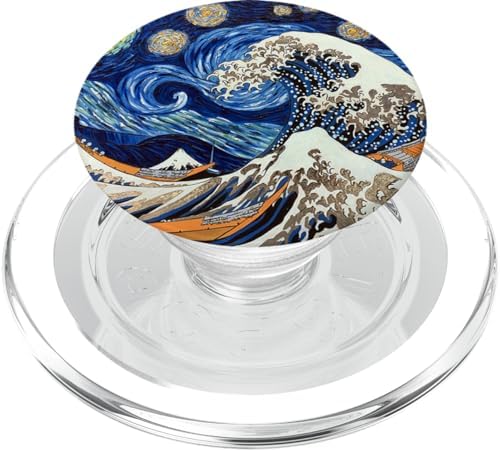 Amazon.com: Great Wave And Starry Night Pop Mount Socket Grip Phone ...
