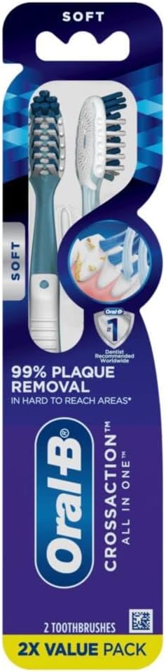 Amazon.com : Oral-B CrossAction All in One Toothbrushes, Soft, 2 Count ...