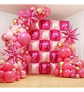 Amazon.com: Hot Magenta Pink Square Foil Balloons Wall Tunnel Backdrop ...