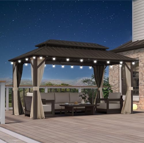 Amazon.com : PURPLE LEAF 8’ X 14' Hardtop Gazebo Outdoor Gazebos Metal ...