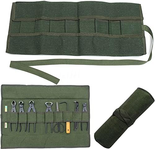 10 Pockets Canvas Spanner Wrench Tool Roll Up Storage Bag Organizer ...