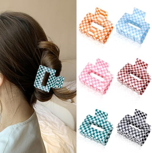 Amazon.com : 6 PCS Checkered Hair Clips Claw Clips Vintage Hair Jaw ...