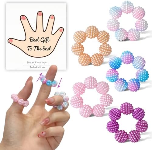 Amazon.com: 5 Pack Colored Fidget Ring Spiky Bead Sensory Finger Rings ...