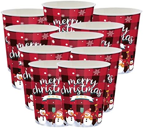 GOLDBEARUK Festive Themed Red Snowflake Paper Party Cups Pack of 100 ...