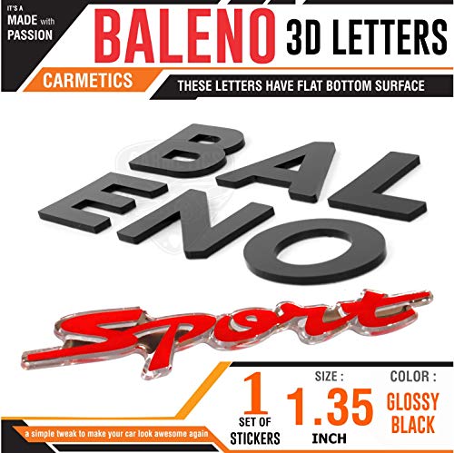 Buy Carmetics BALENO 3D Letters and Sports 3D Emblem for Maruti Suzuki ...