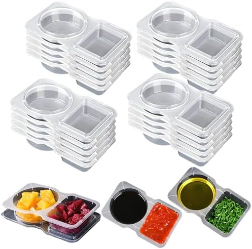 Amazon.com: VOUKEN Double Compartment Condiment Container with Lid ...