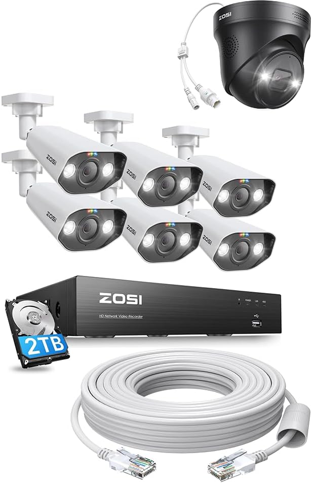 Amazon.com : ZOSI 4K 8CH Spotlight PoE Security Camera System & ZOSI 4K ...