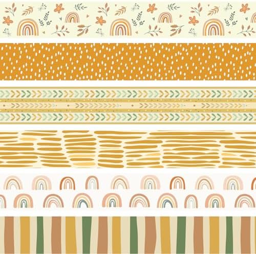 Amazon.com: VABAMNA Boho Bulletin Board Borders, 84Ft Boho Rainbow ...