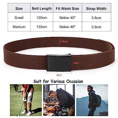 Snapklik.com : 2 Pack Canvas Web Belt Flip-Top Solid Black Military ...