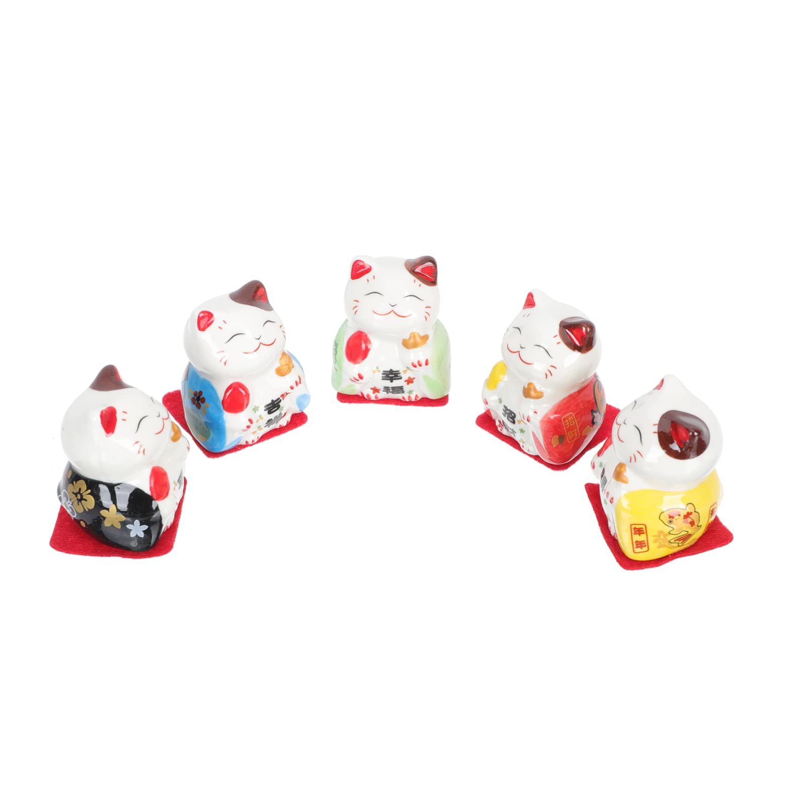Buy Japanese Ceramic Lucky Cat Figurines: 5pcs Lucky Cats Wealth Maneki ...