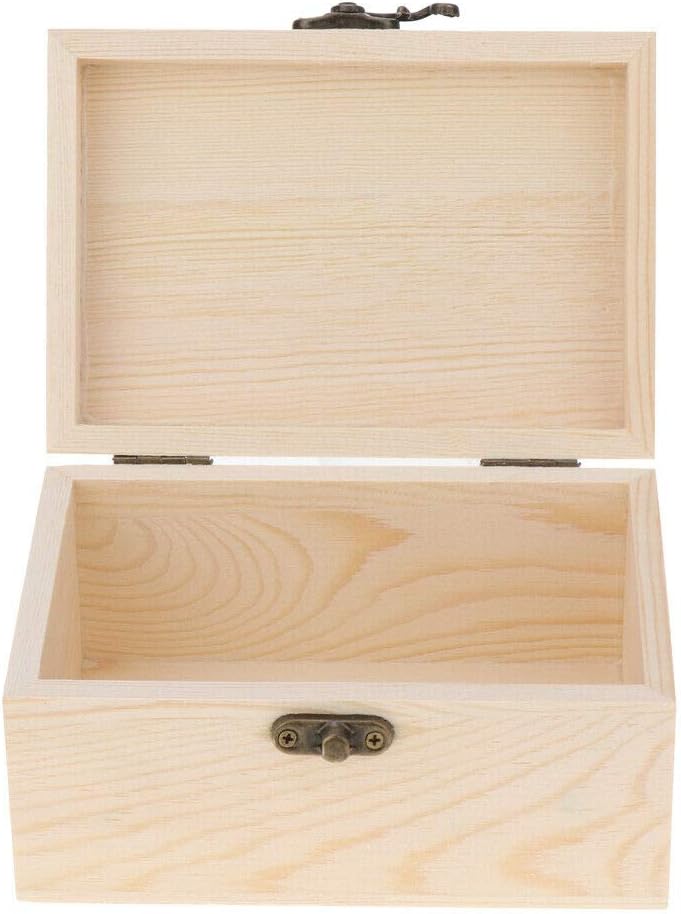 Amazon.com: AMORNPHAN Small Rectangle Unfinished Wood Box With Hinged ...