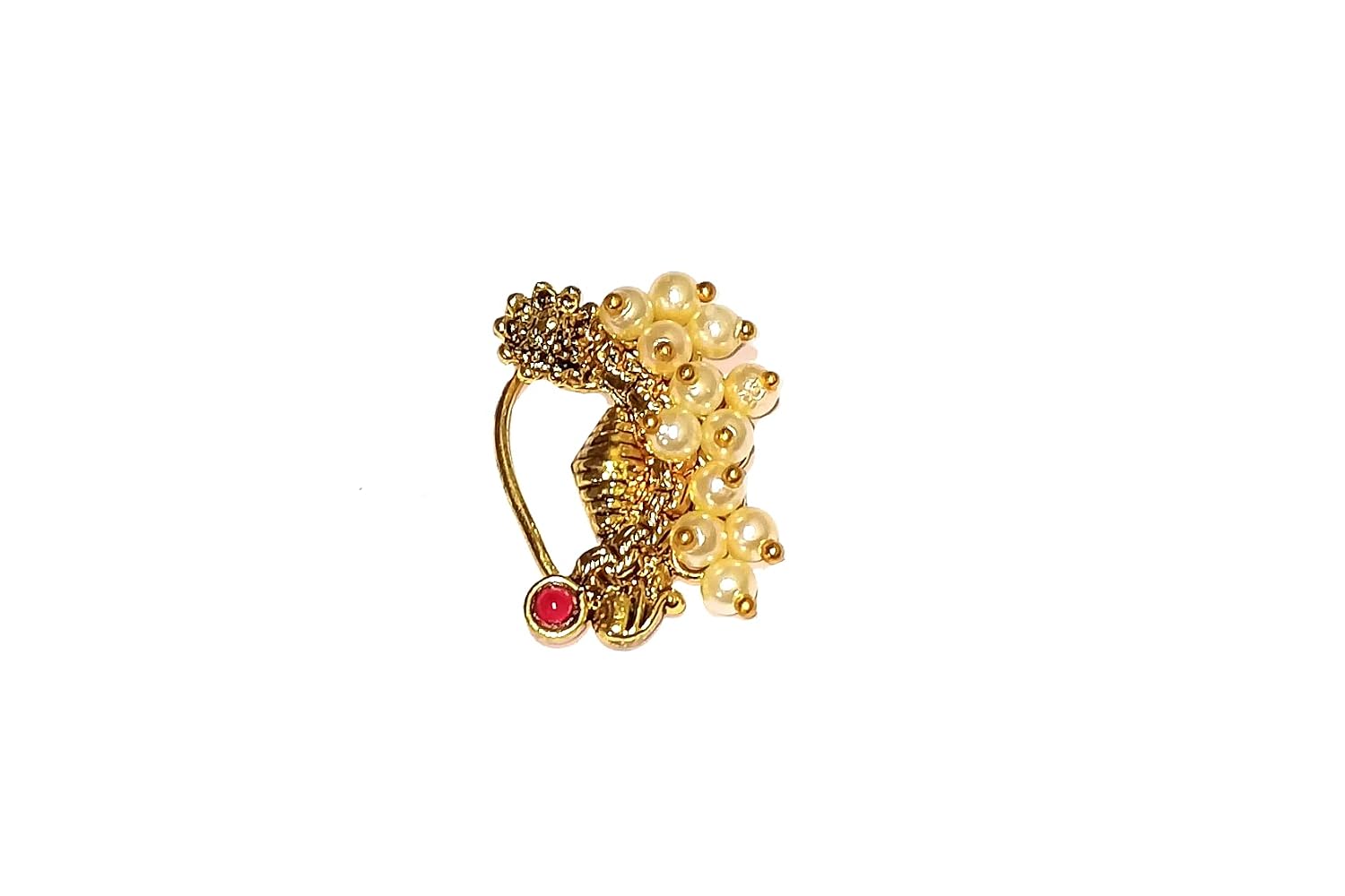 Buy Traditional Golden Ethnic Bridal Maharashtrian Nose Ring/Nath ...