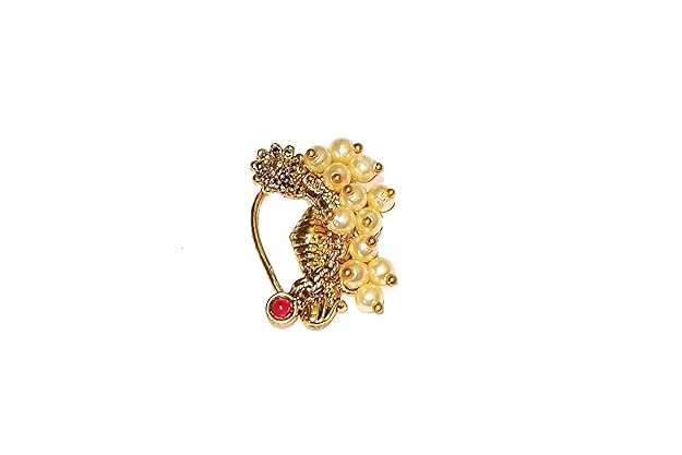 Buy Traditional Golden Ethnic Bridal Maharashtrian Nose Ring/Nath ...