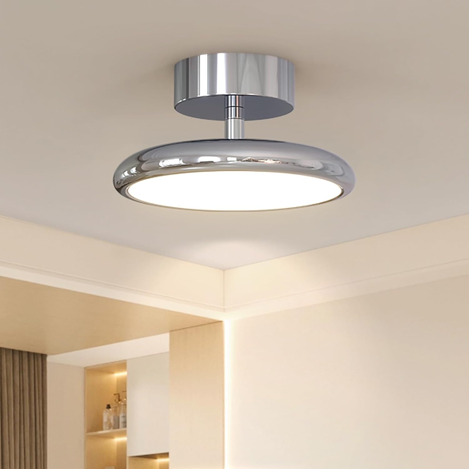 Jiinoo 15W LED Ceiling Light, 7.8” Dimmable Semi Flush Mount Chandelier ...