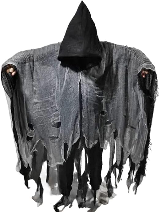 Scary Halloween Costume Ghost Hooded Cloak Renaissance Medieval Wizard ...