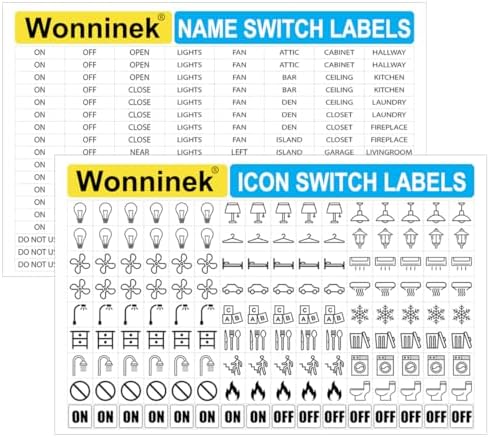 Wonninek 600pcs Light Switch Labels Stickers | Transparent | Light, Fan ...