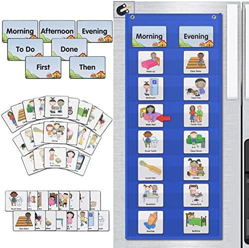 Auchq Visual Schedule for Kids Chore Pocket Chart, Daily Routine Chores ...