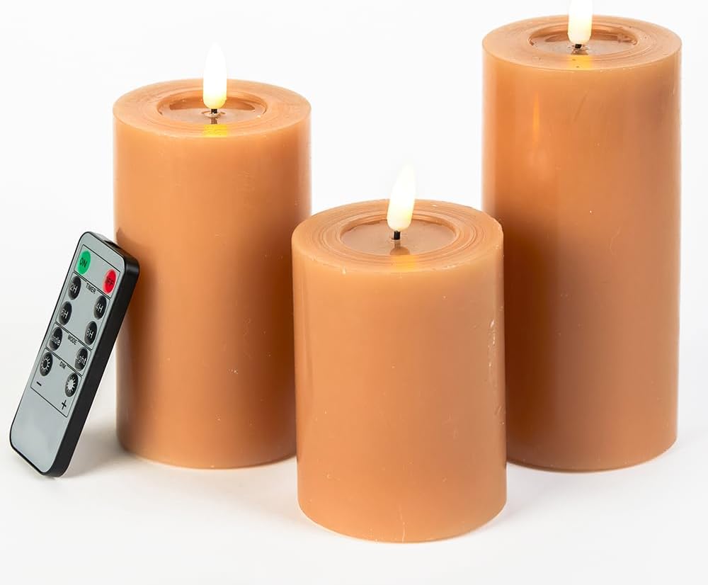 Amazon.com: glowiu Pillar Flameless Candles Battery Operated with ...