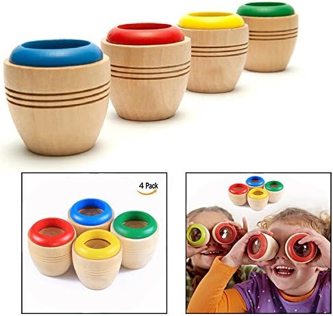 OFKPO 4Pcs Wooden Kids Toy Bee Eye Effect Mini Magic Kaleidoscope to ...