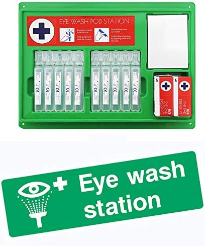 Eye Wash Saline Pods Station + Adhesive Sign : Amazon.co.uk: Health ...