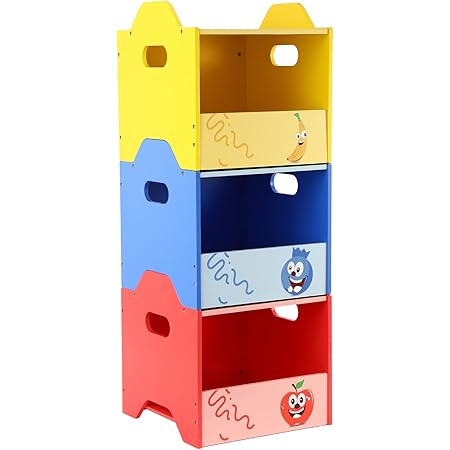 FUNLIO Wooden Toy Storage Box (3pcs), Stackable Toy Storage Units for ...