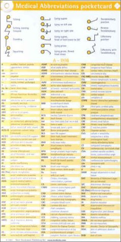Medical Abbreviations Pocketcard 2-card Set Package of 5 Sets of Cards ...