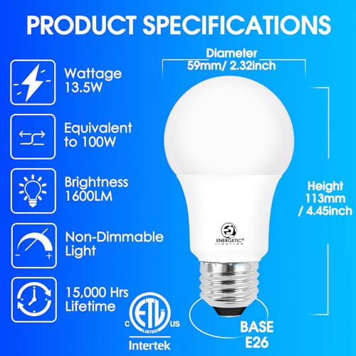 E ENERGETIC LIGHTING LED Bulbs 100 Watt Equivalent, Super Brightness ...