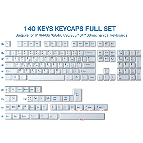 Sunzit PBT Keycaps 140 Keys Cherry Profile Dye Sublimation Greek ...