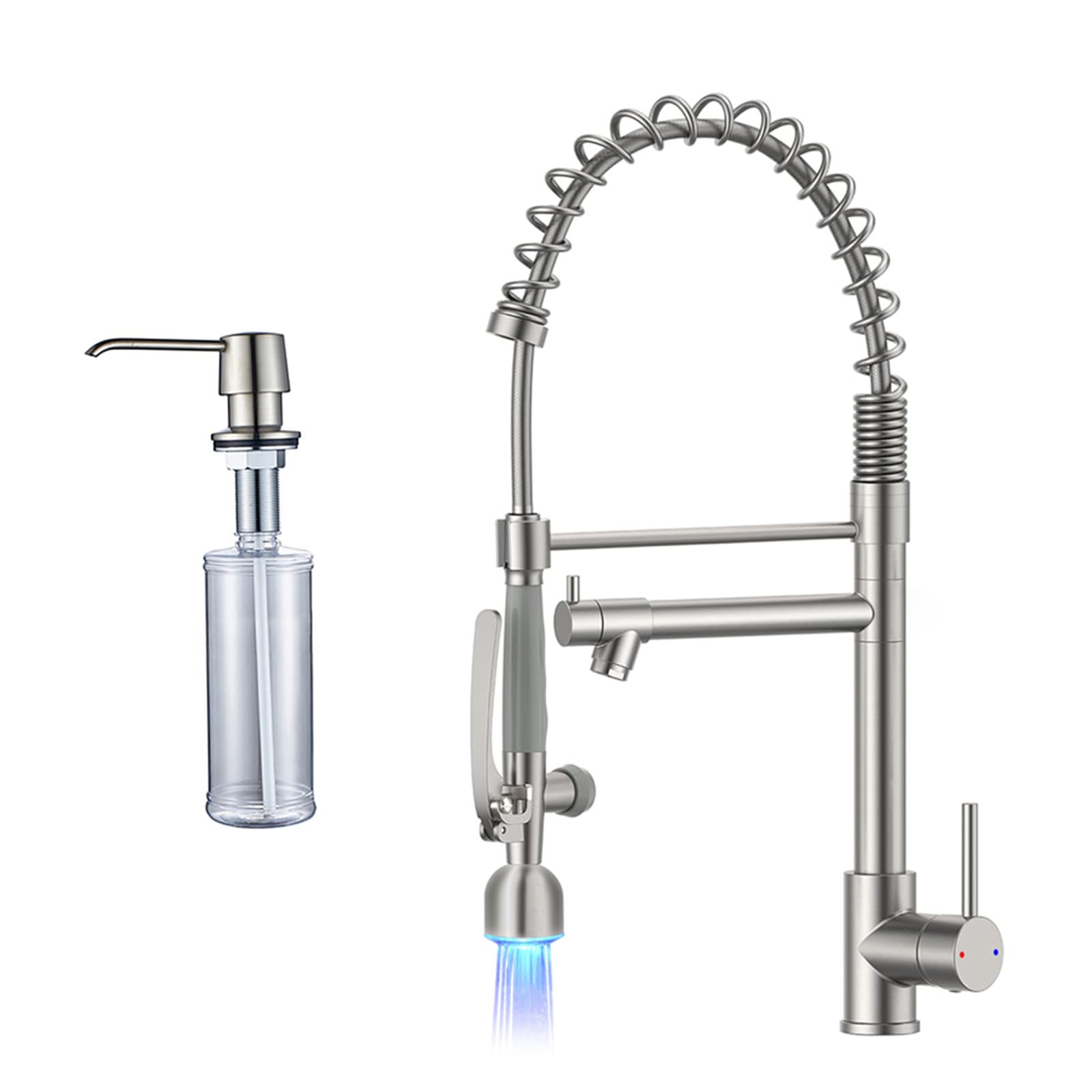 Fapully LED Kitchen Faucet Pull Down Sprayer with Soap Dispenser ...