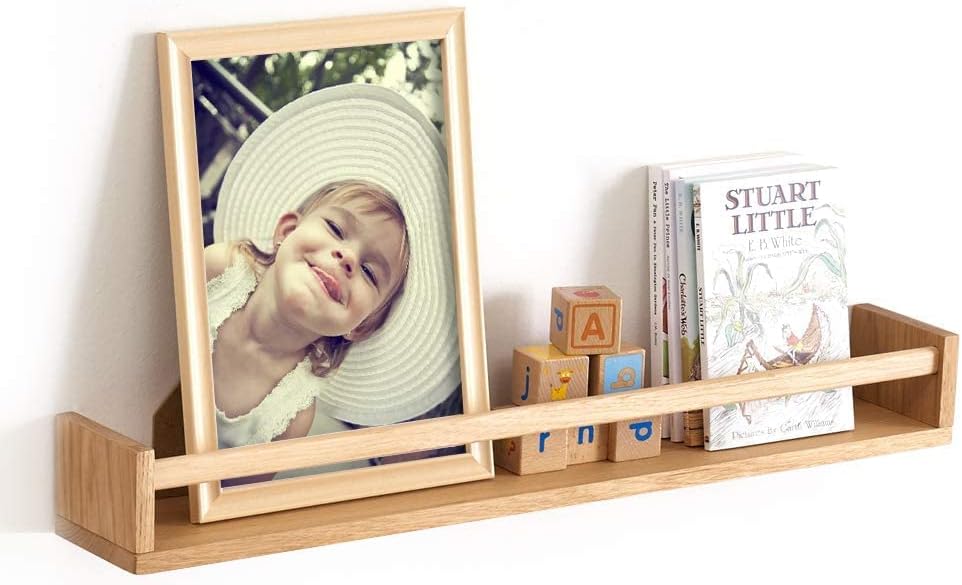 INMAN Solid Oak Wood Nursery Decor Baby Wall Shelf Wall Mount Kids Room ...