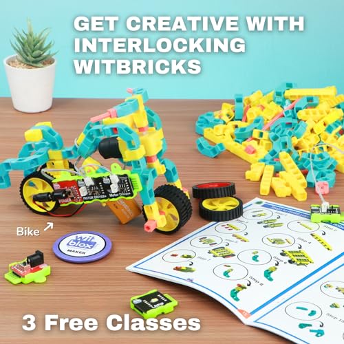 WitBlox DIY Robotic Science Kit 101+ projects 134 Parts, 8 Years+ Kids, Interlocking Bricks ...