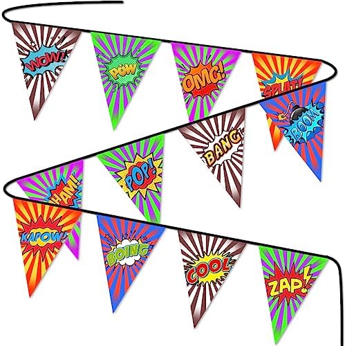 Amazon.com: Fabric Pennant Banner for Hero Theme Birthday Party ...