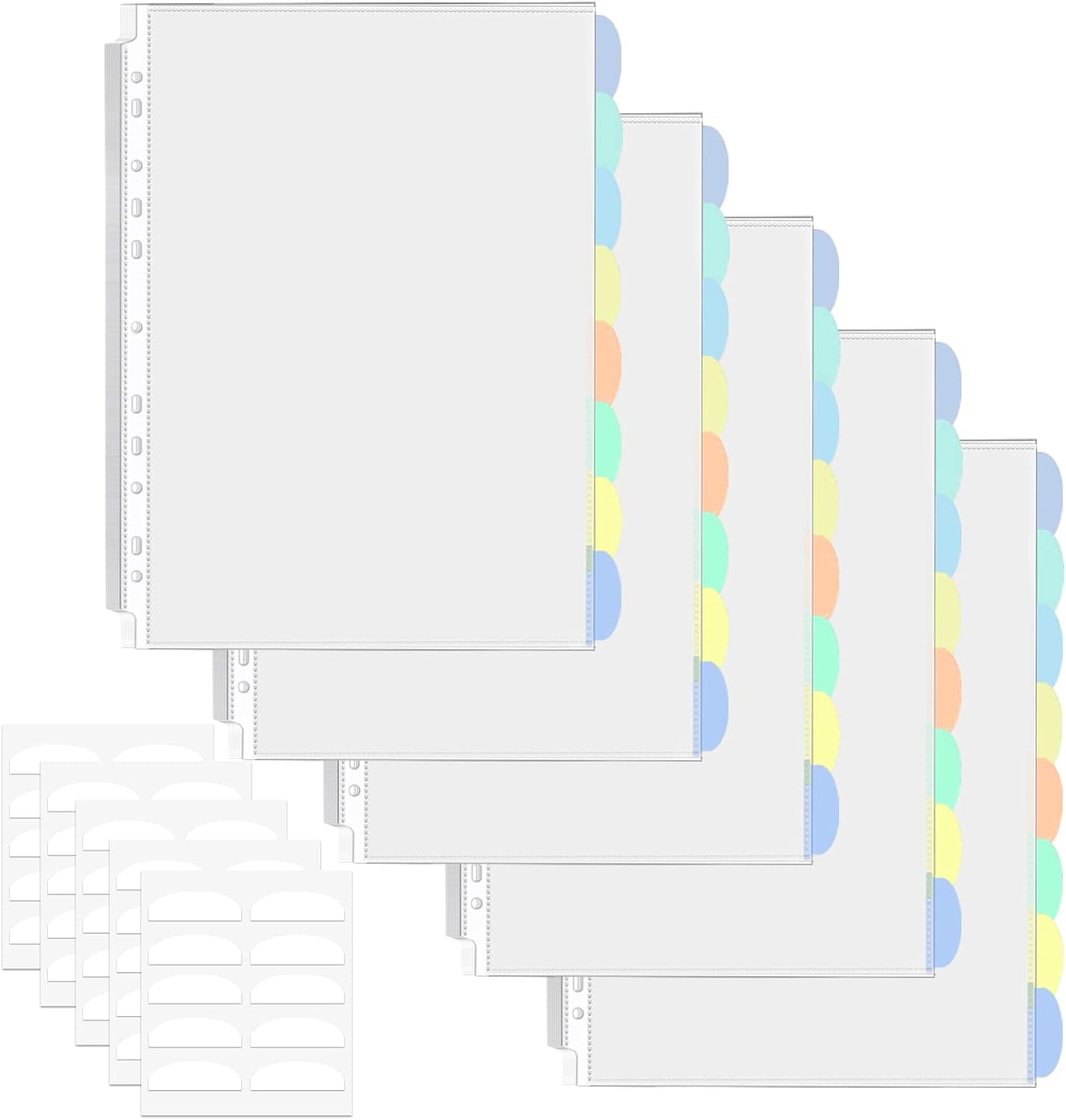 40 Pack A4 Plastic Sleeves Binder Separators with Tabs Binder Pocket 11 ...