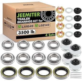 Jeemiter l44649 L68149 Trailer Bearing Kit, 3500LB Boat Trailer Axle ...