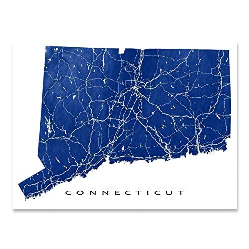 Amazon.com: Connecticut Map Poster 24x36, Connecticut Print 8x10 ...