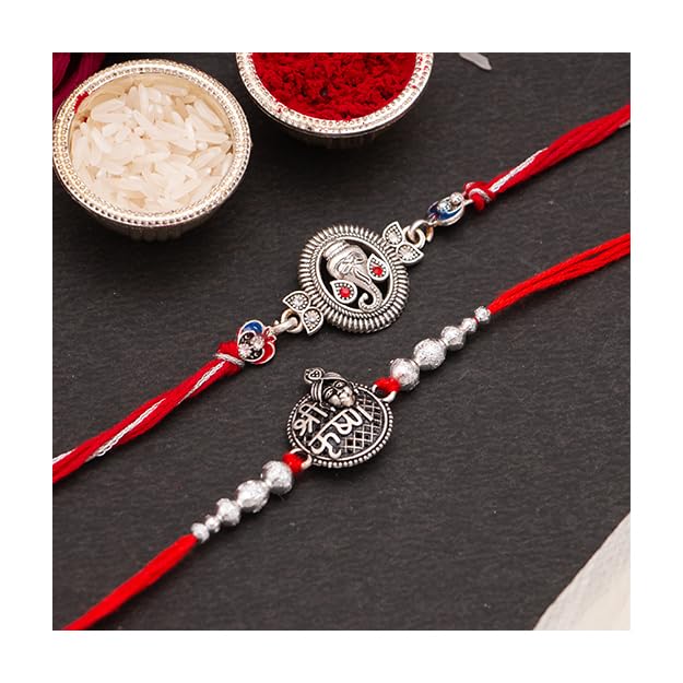 CraftVatika Ganesha Rakhi for Brother Krishna Rakhi for Bhaiya Silver ...