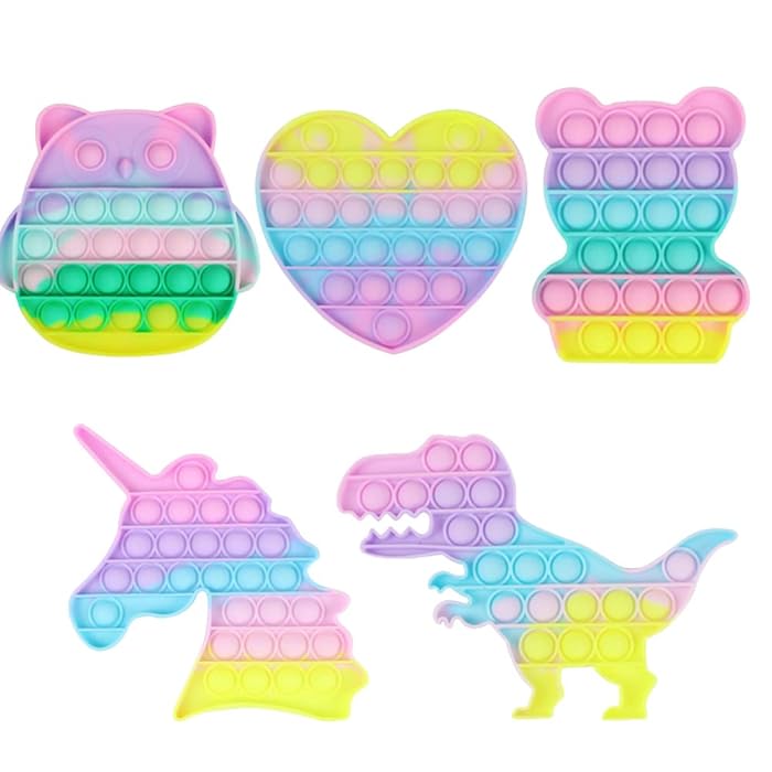 Buy 5PCS Fidget Toys Push Pop Bubble Sensory Fidget Toys Set Pack Box ...