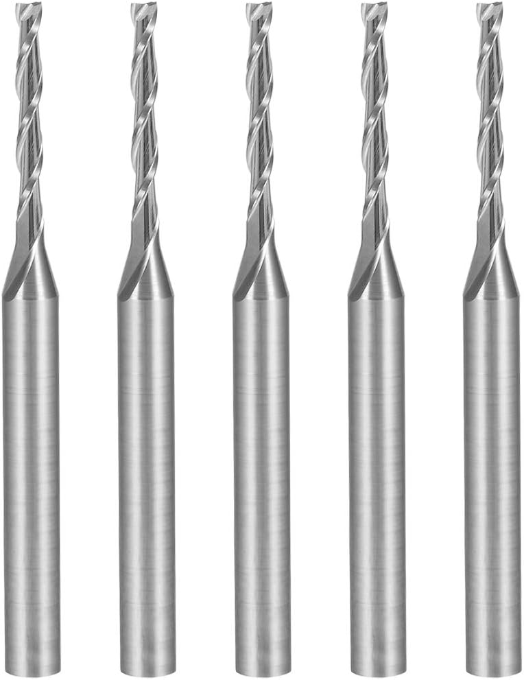 uxcell 5PCS 1/8" Shank 2.0mm x 15mm Carbide End Mill CNC Router Bits 2 ...