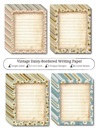 40 Sheets Vintage Daisy-Bordered Writing Paper: Stationery Letterhead ...