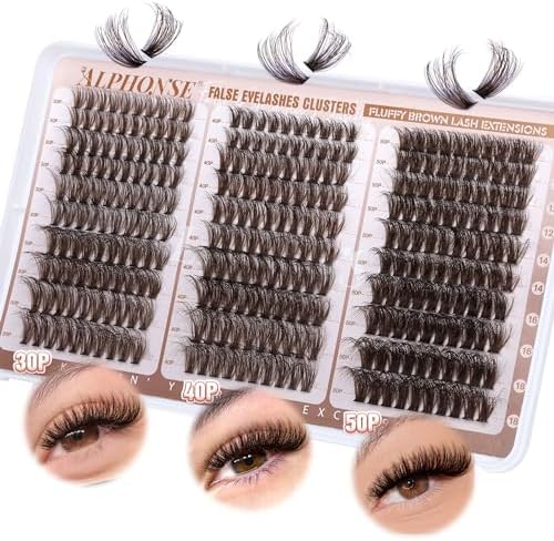 Amazon.com: Brown Lash Clusters 30D+40D+50D Fluffier Lash Extensions ...