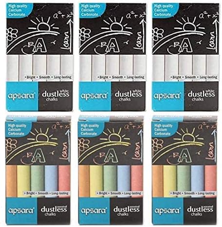 Apsara Dustless Chalks, 4X Longer Than Regular Chalks, Hypoallergenic ...