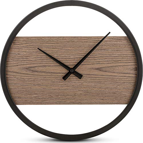 Bernhard Products Decorative Wall Clock 12 Inch Noiseless Wood Veneer ...